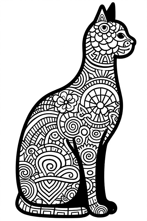 Free Intricate Zentangle Cat Coloring page | ColorAria